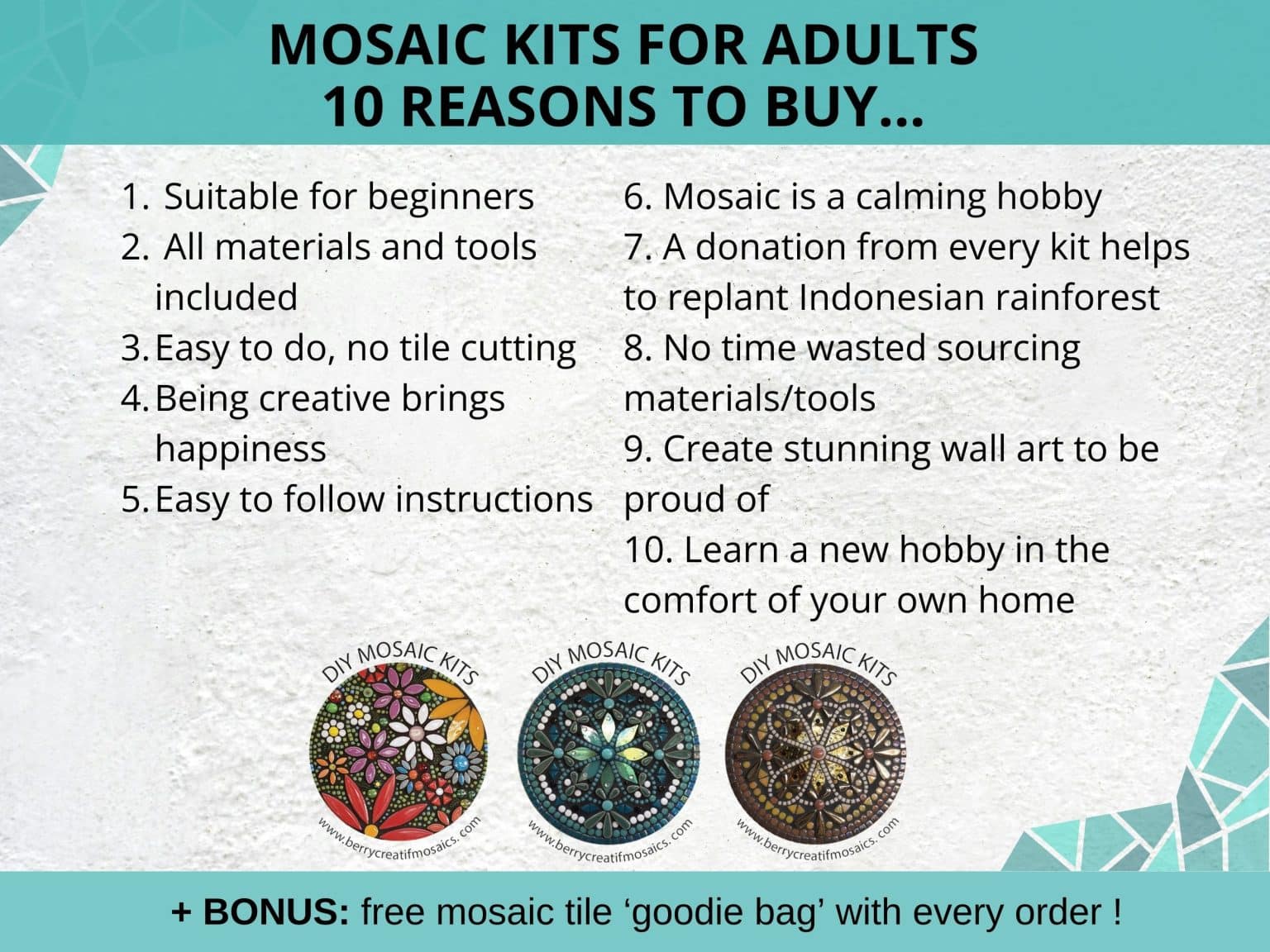 Mosaic Kit for adults | Blue Mandala - Berry Créatif Mosaics