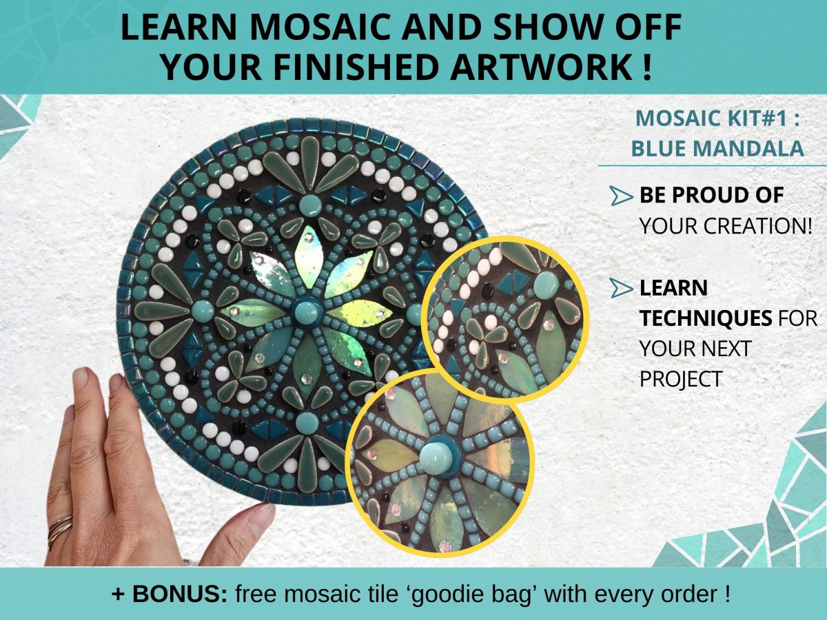 Mosaic Kit for adults | Blue Mandala - Berry Créatif Mosaics